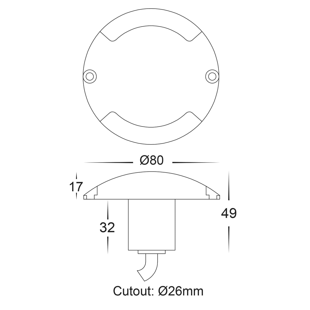 HV2872T-BLK-12V - Dome Black Aluminium Two Way LED Deck Lights ...