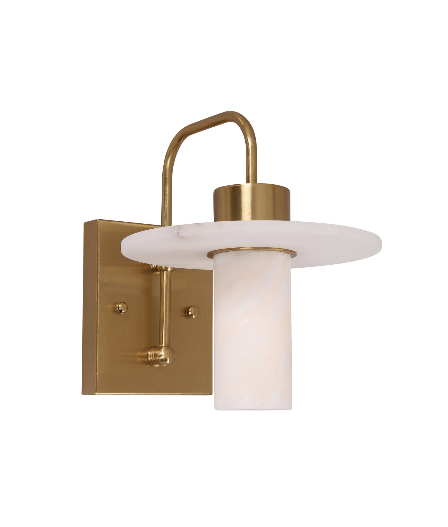 LUCERNA: Interior Cylinder Round Hat Alabaster Shade Brass Highlight W