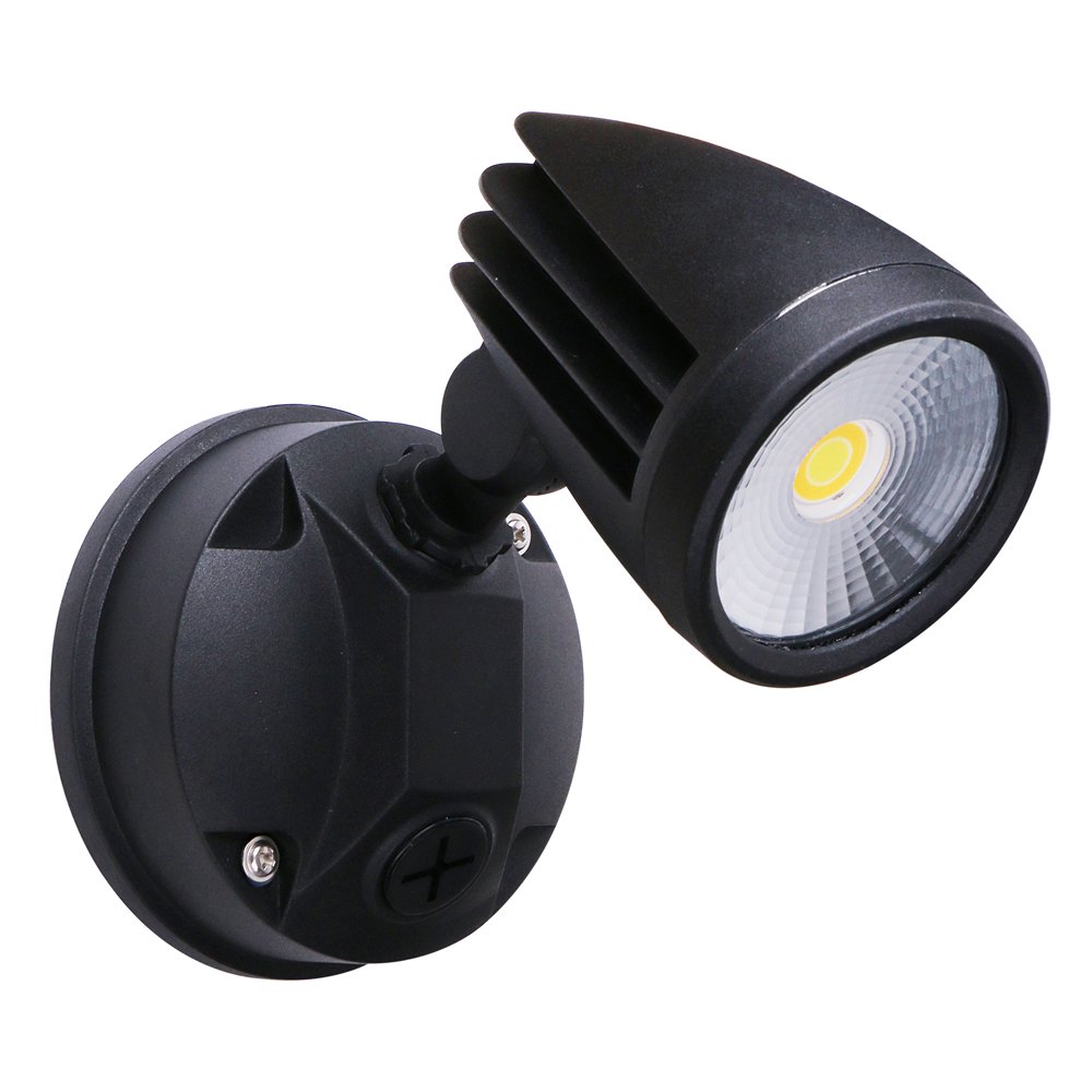 Fortress II LED Flood Light Outdoor Single Spot 15w Tricolour Matt Bla