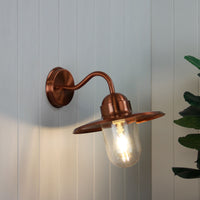Alley Brushed Copper E27 IP44 Retro Angled Wall Light – Lighting Empire