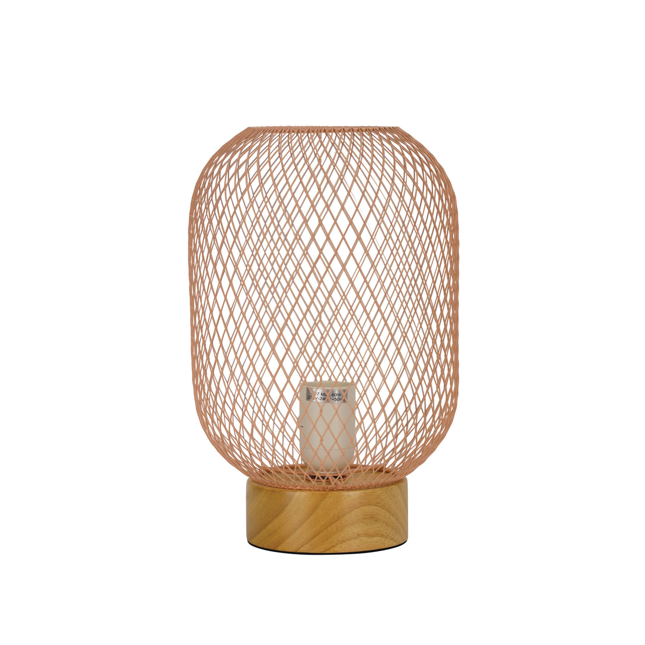 Tilda Pink Metal Mesh & Timber Table Lamp – Lighting Empire